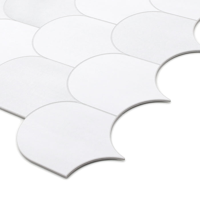 White Fish Scale Peel and Stick Backsplash Tile
