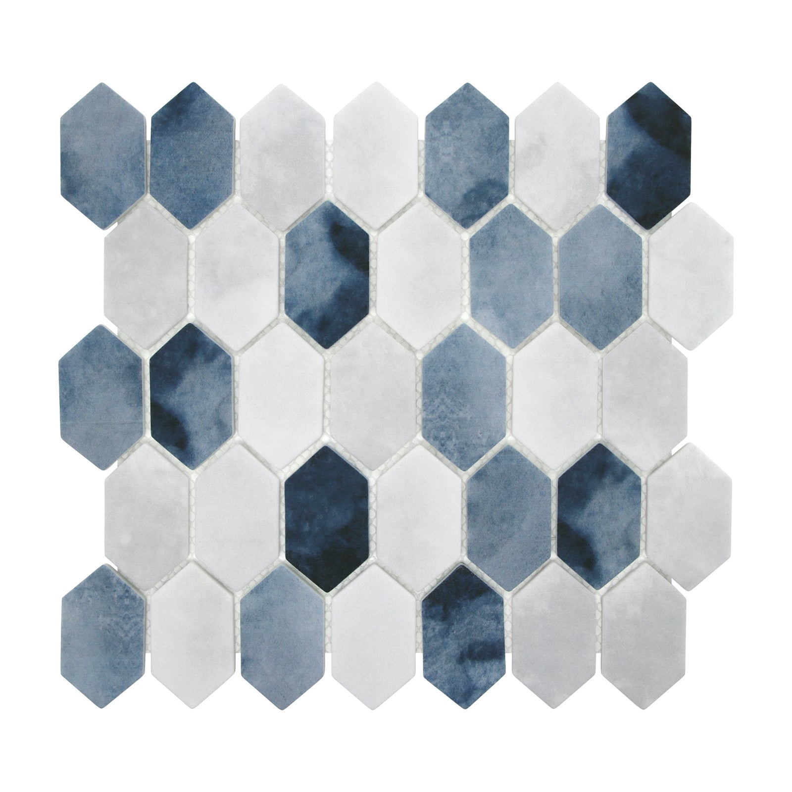 Picket Blue Recycled Glass Floor and Wall Mosaic Tile