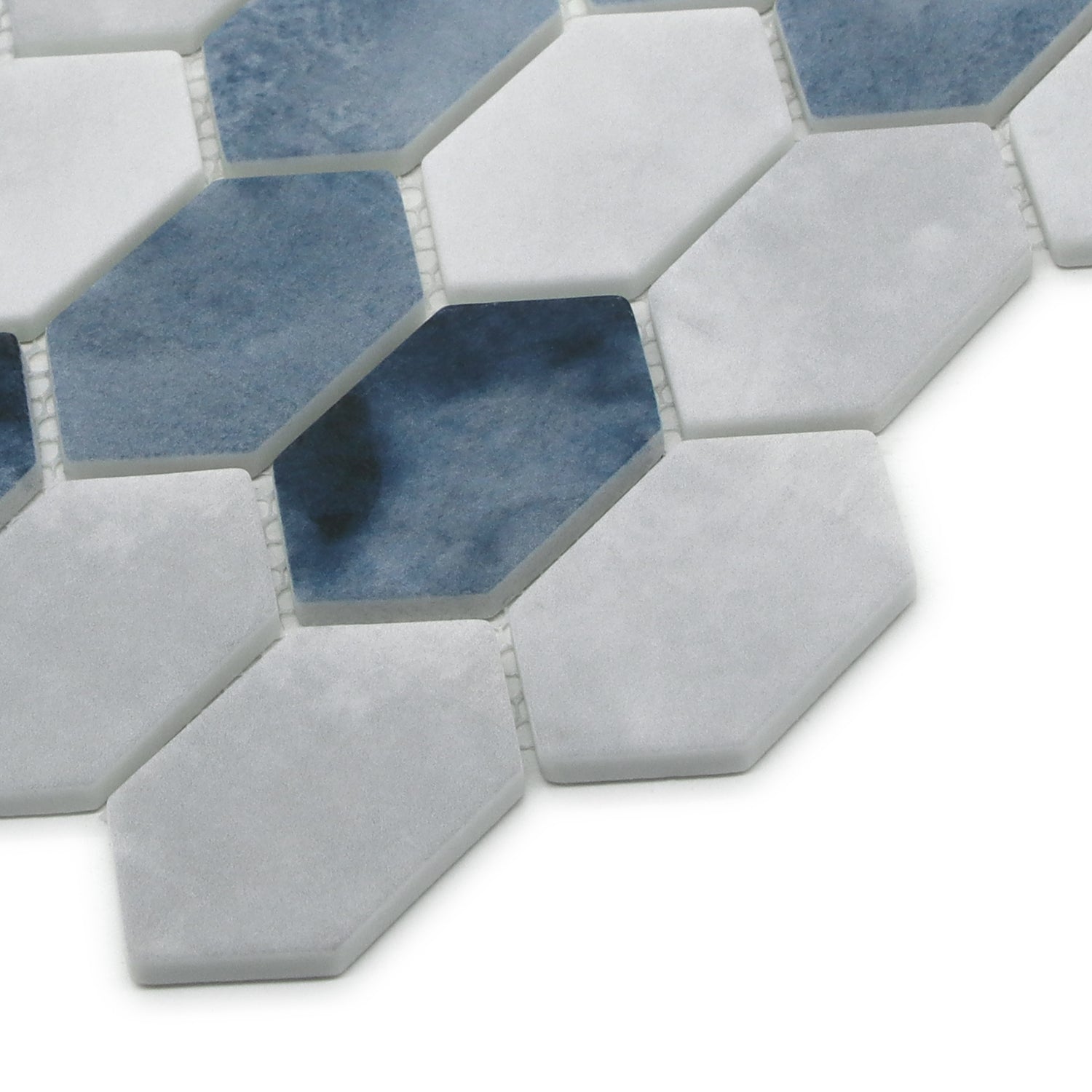 Picket Blue Recycled Glass Floor and Wall Mosaic Tile
